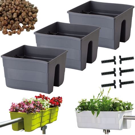 3x Skrzynka na balustradę Wave 30 Doniczka balkonowa keramzyt 5l ZS