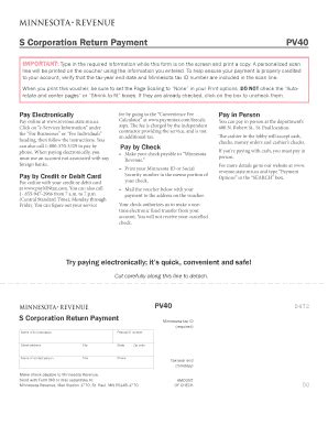 Fillable Online Revenue State Mn How To Pay Pv40 Online Form Fax Email