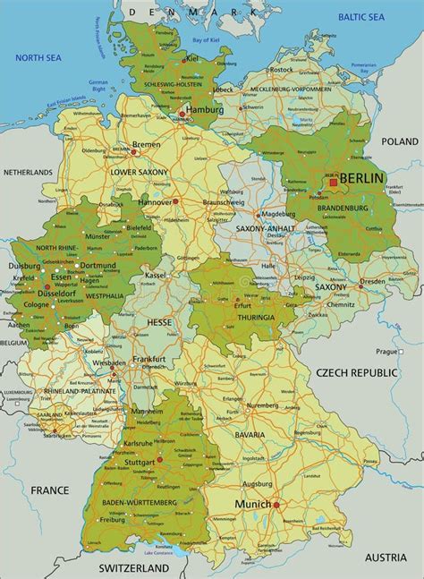 Mapa Político Editable De Alemania Altamente Detallado Con Capas