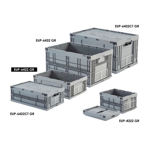 Caja de plástico plegable y apilable Norma Europa EUROBOX EUP 6422GR