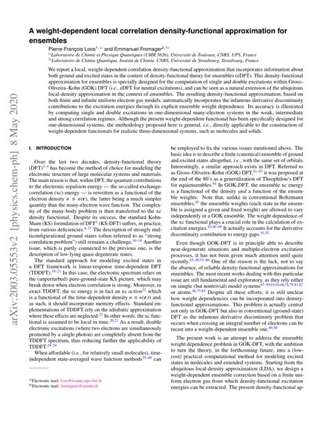 pdf a weight dependent local correlation density functional approximation for ensembles