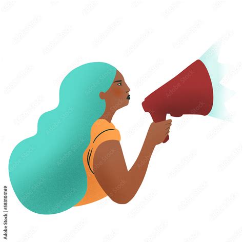 Ilustracin De Mujer Joven Con Megfono Rojo Concepto De Comunicar