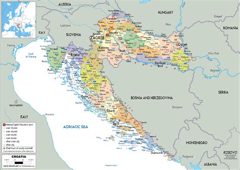 Large Size Political Map Of Croatia Worldometer