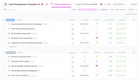 Free Task Management Templates In Excel Clickup