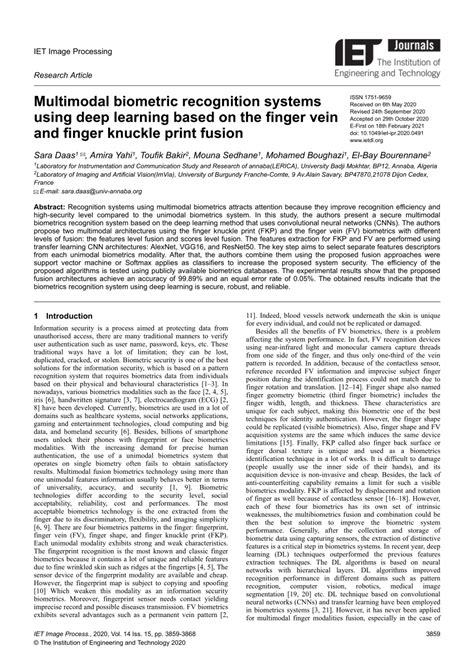 multimodal biometric recognition systems using deep learning based on the finger vein and finger