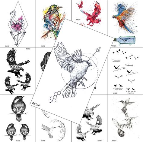 Lijn Dot Patroon Pigeon Fake Tijdelijke Tattoos Ronde Sticker