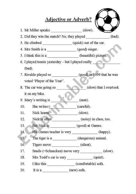 Adjective Or Adverb ESL Worksheet By Mcamca