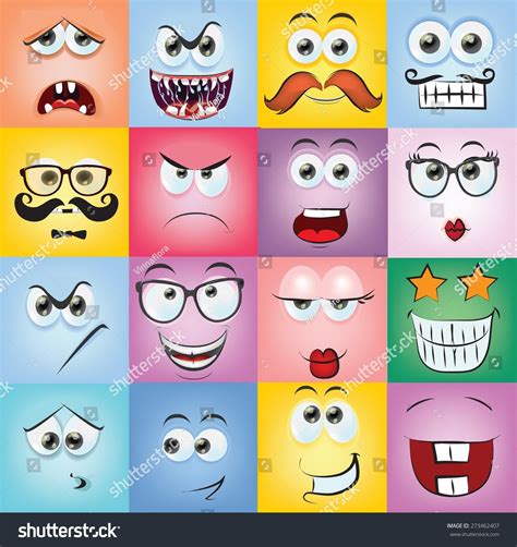 Set Cartoon Faces Different Emotions Stock Vector Royalty Free