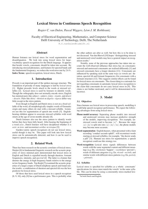 pdf lexical stress in continuous speech recognition
