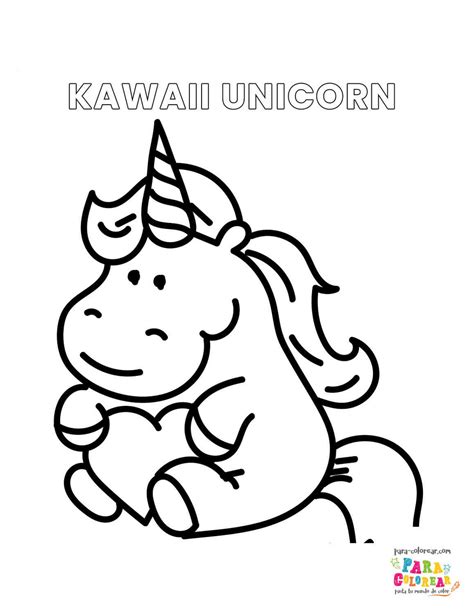 Dibujo de kawaii unicorn fácil para colorear Para Colorear