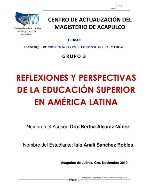 Calam O Reflexiones Y Perspectivas De La Educaci N Superior En