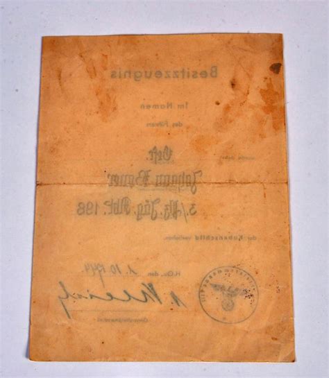 Regimentals German Wwii Year Long Service Citation