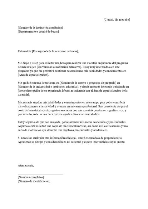 Modelo De Carta De Solicitud De Beca Descarga En Word