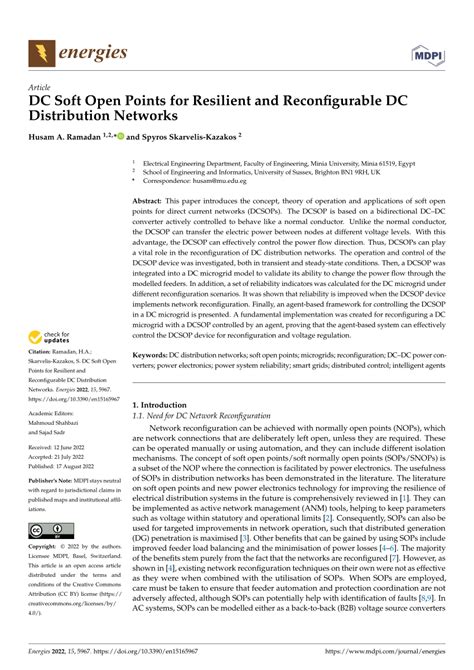 pdf dc soft open points for resilient and reconfigurable dc distribution networks