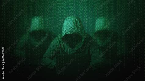 hacker over a screen with binary code cyber security concept stock illustration adobe stock