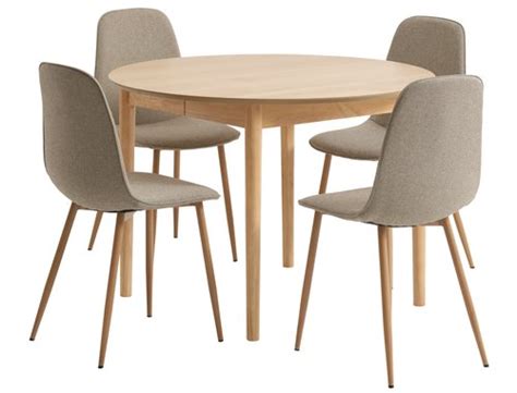MARSTRAND Ø110 Tisch Eiche 4 BISTRUP Stühle sand JYSK