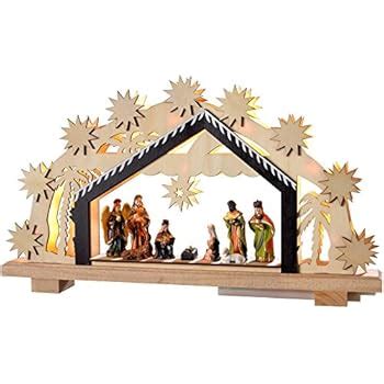 SHATCHI Christmas Pre Lit LED Musical Nativity Scene Acrylic Sculpture