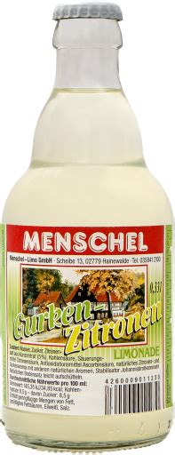Menschel Limo Gurken Zitronen Limonade Kasten 20 X 0 33 L Glas Mehrweg