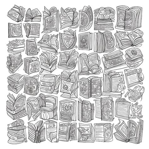 Conjunto de rabiscos de livros desenhados à mão esboço de cor preta