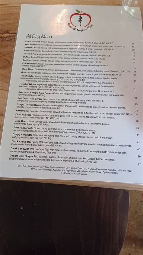 Menu At Naked Apple Cider House Restaurant Karragullen