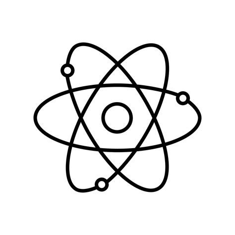 icono de contorno de átomo elemento de vector blanco y negro del