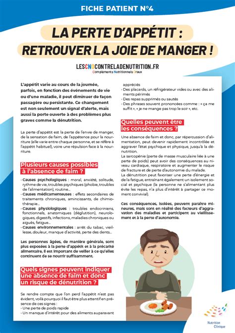 Fiche patient la perte dappétit retrouver la joie de manger