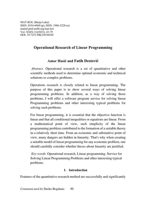 pdf operational research of linear programming