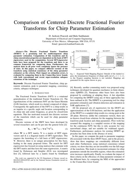 pdf comparison of centered discrete fractional fourier transforms for chirp parameter estimation