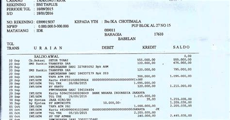 Font Rekening Koran Bni