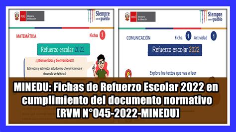 MINEDU Fichas De Refuerzo Escolar 2022 En Cumplimiento Del Documento