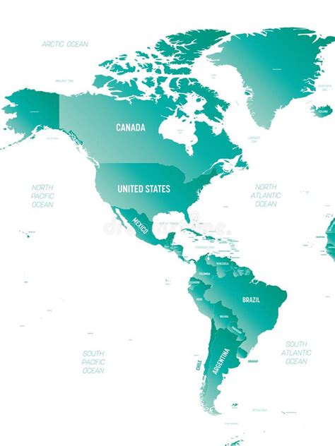 Mapa Político Detallado De América Con Lables Ilustración del Vector