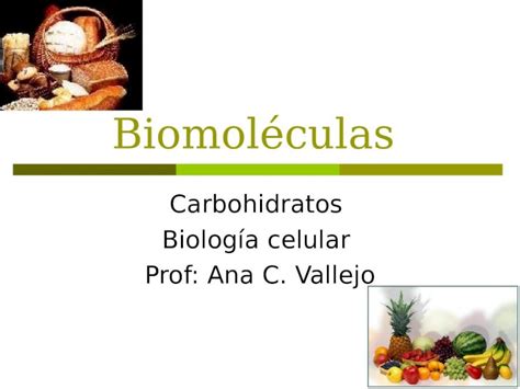 PPT Biomoléculas Carbohidratos Biología celular Prof Ana C Vallejo
