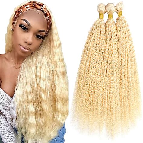 Amazon 613 Bundles Human Hair Honey Blonde Bundles Blonde Kinky