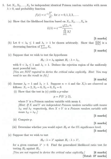 [solved] let x1 x2 xn be independent identical poisson ra