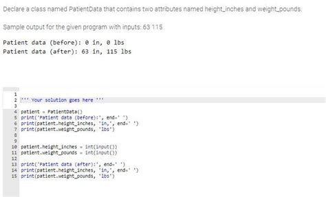 solved declare a class named patientdata that contains two