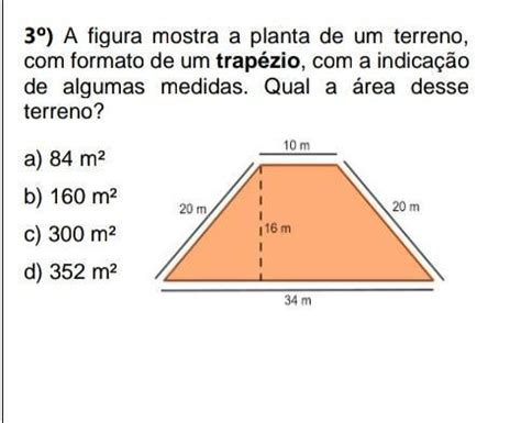 A figura mostra a Planta de um terreno formato de um trapézio