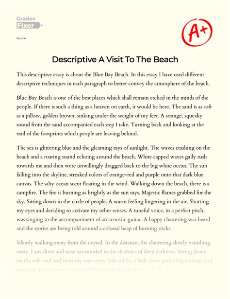 Descriptive A Visit To The Beach My Favorite Place Topic Essay