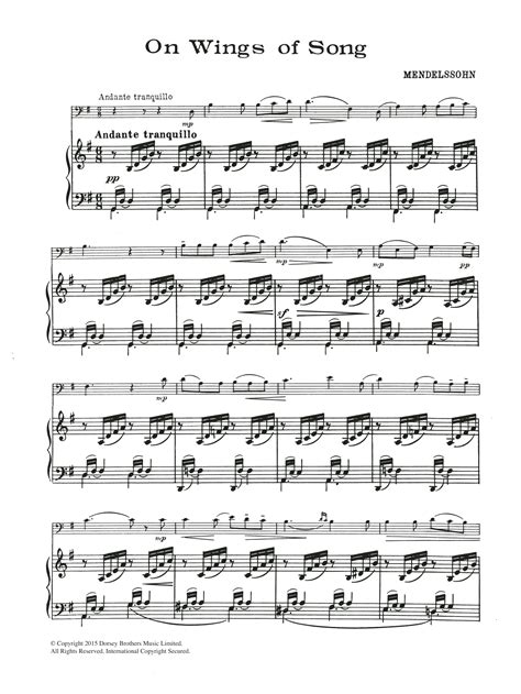 Felix Mendelssohn On Wings Of Song At Stanton S Sheet Music