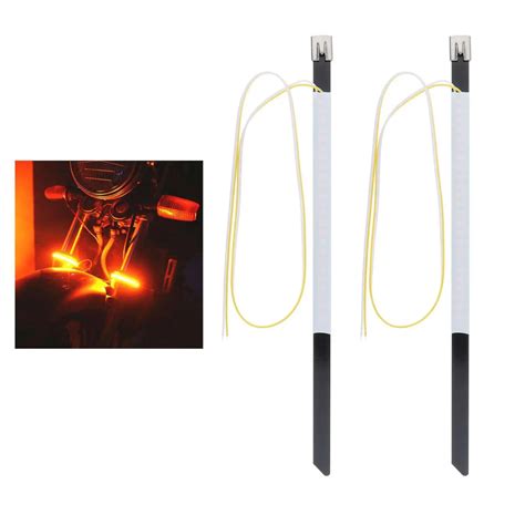 2pcs Motorcycle Fork Turn Signals Light Amber Led Strips Universal Fit