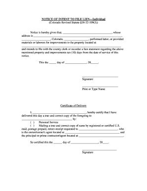 Notice Of Intent To Lien Texas Pdf Fill Online Printable Fillable