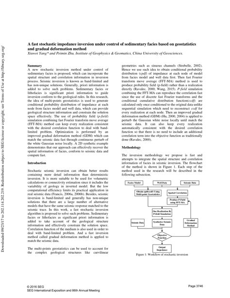 pdf a fast stochastic impedance inversion under control of sedimentary facies based on