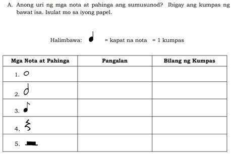 Solved A Anong Uri Ng Mga Nota At Pahinga Ang Sumusunod Ibigay Ang