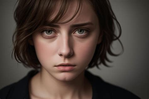 Premium Ai Image Girl With Serious Face Close Up Portrait