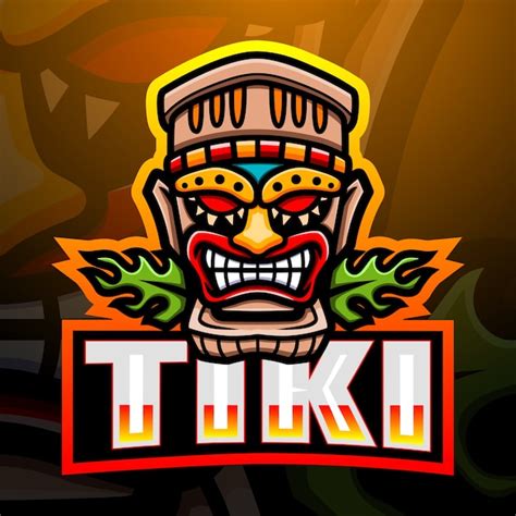 Ilustración de esport de mascota de máscara tiki Vector Premium