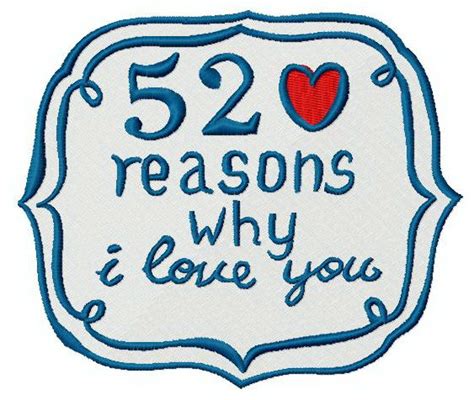 52 Gründe warum ich dich liebe 4 Maschinenstickdesign