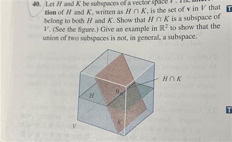 solved 40 let h and k be subspaces of a vector space tion