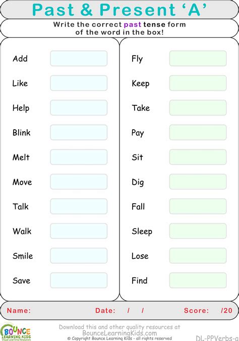 Past And Present Tense Worksheets