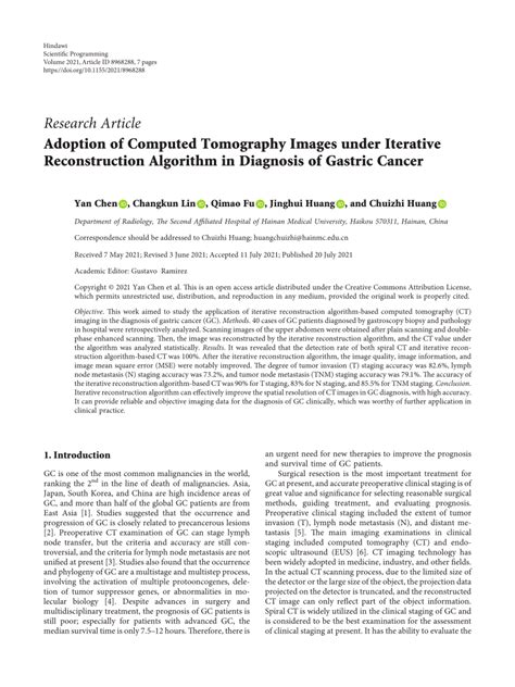 pdf adoption of computed tomography images under iterative reconstruction algorithm in