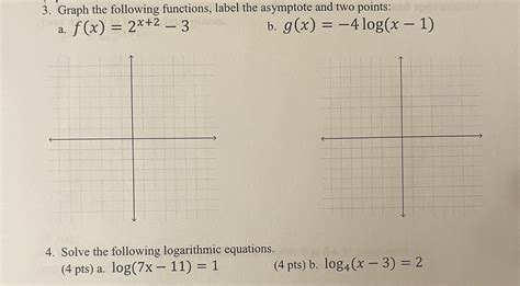 solved graph the following functions label the asymptote