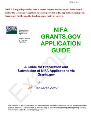 Fillable Online NIFA 22 001 NIFA Grants Application Guide USDASamples